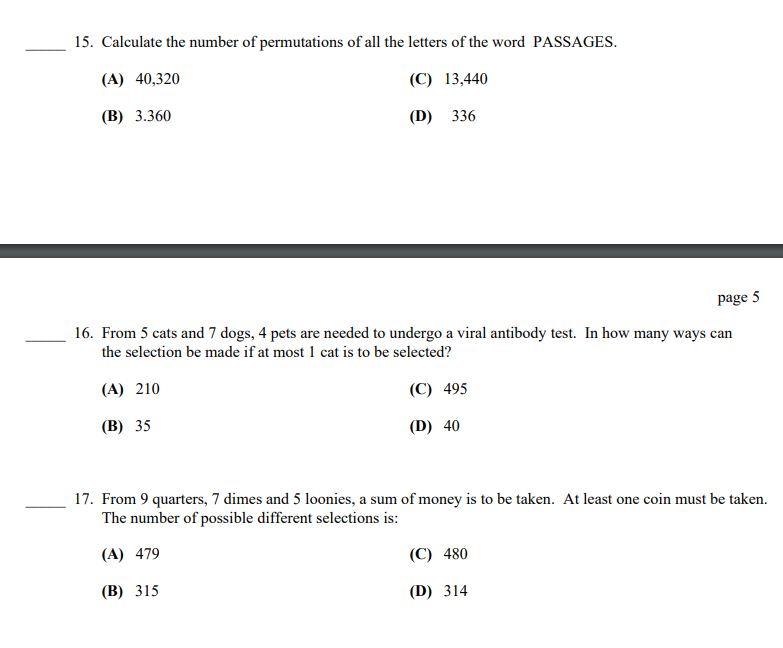 Solved 15. Calculate the number of permutations of all the | Chegg.com