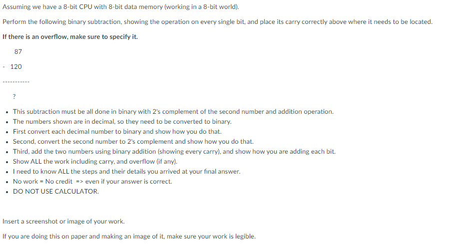 Solved Assuming we have a 8-bit CPU with 8 -bit data memory | Chegg.com