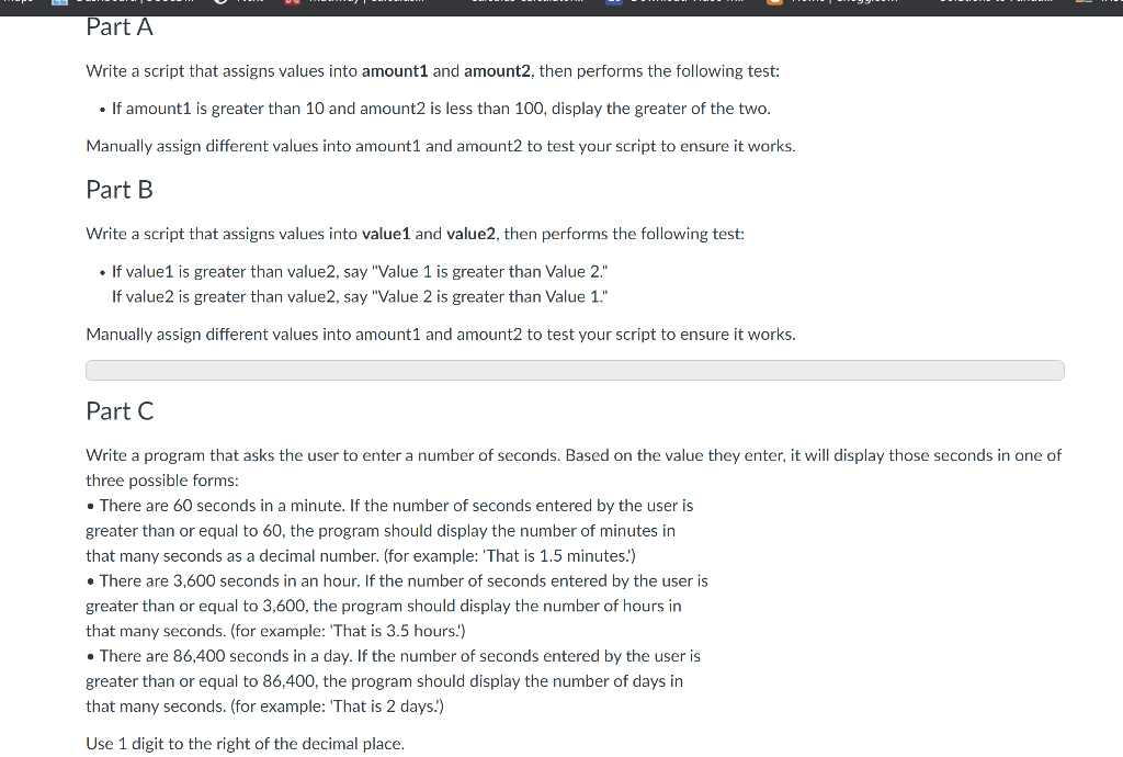 Solved Part A Write A Script That Assigns Values Into 
