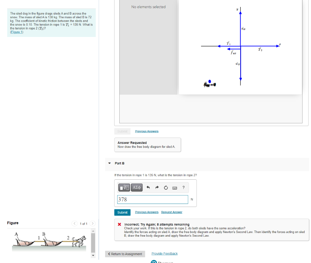 Solved No elements selected The sled dog in the figure drags | Chegg.com