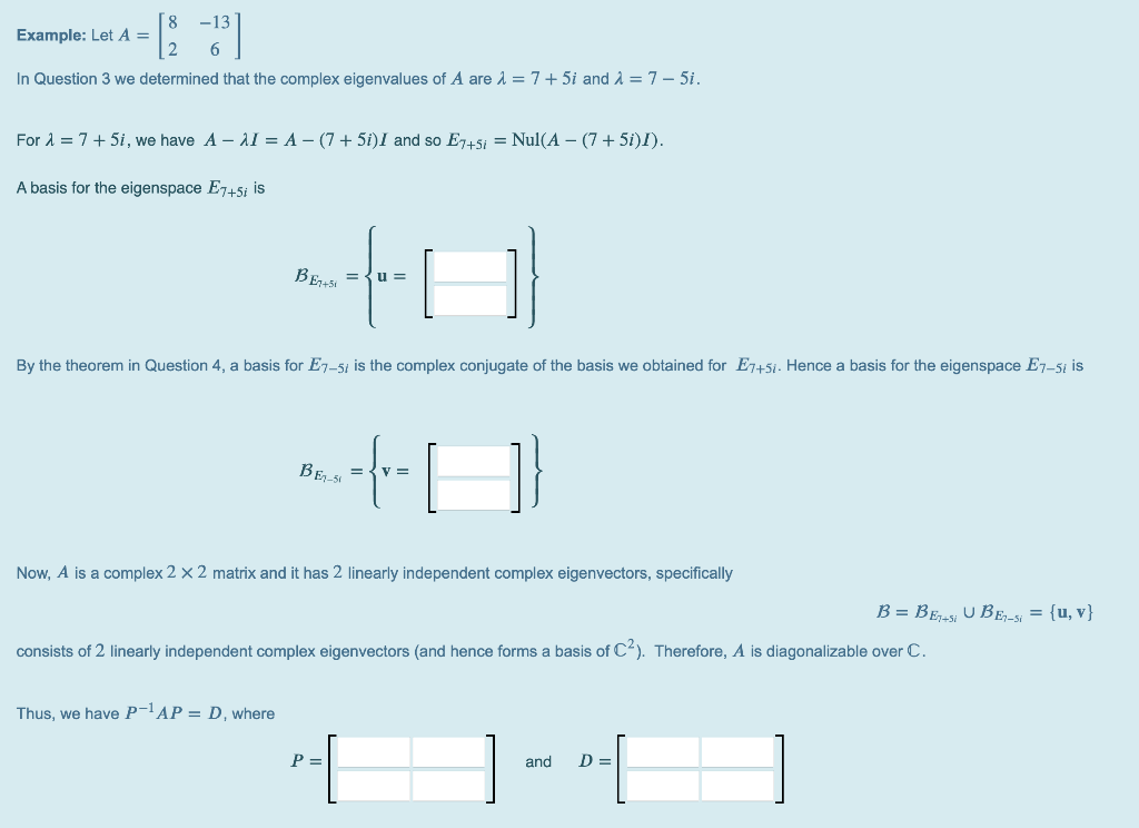 Solved Example Let A In Question 3 We Determined That The Chegg