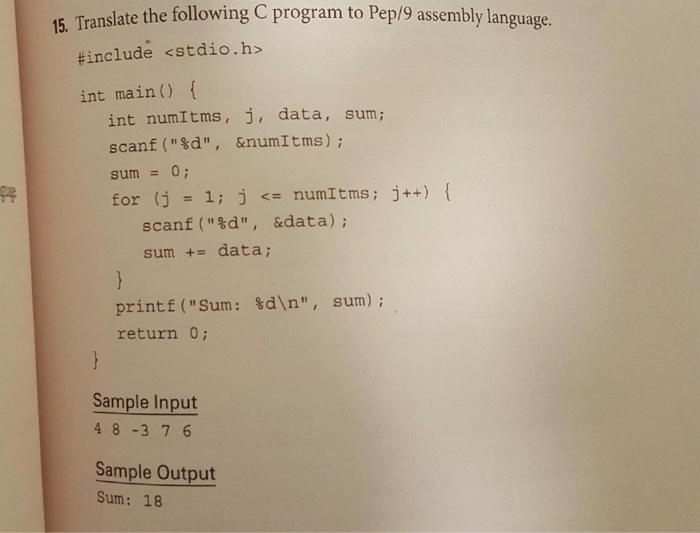 Solved 15 Translate the following C program to Pep/9 | Chegg.com
