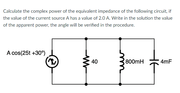 Solved Calculate the complex power of the equivalent | Chegg.com