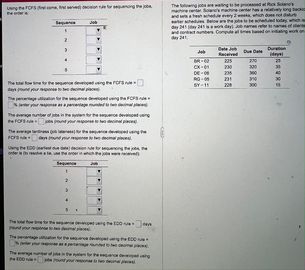 Solved Using the FCFS (first come, first served) decision | Chegg.com