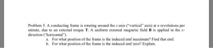 Solved Problem 5. A conducting frame is rotating around the | Chegg.com