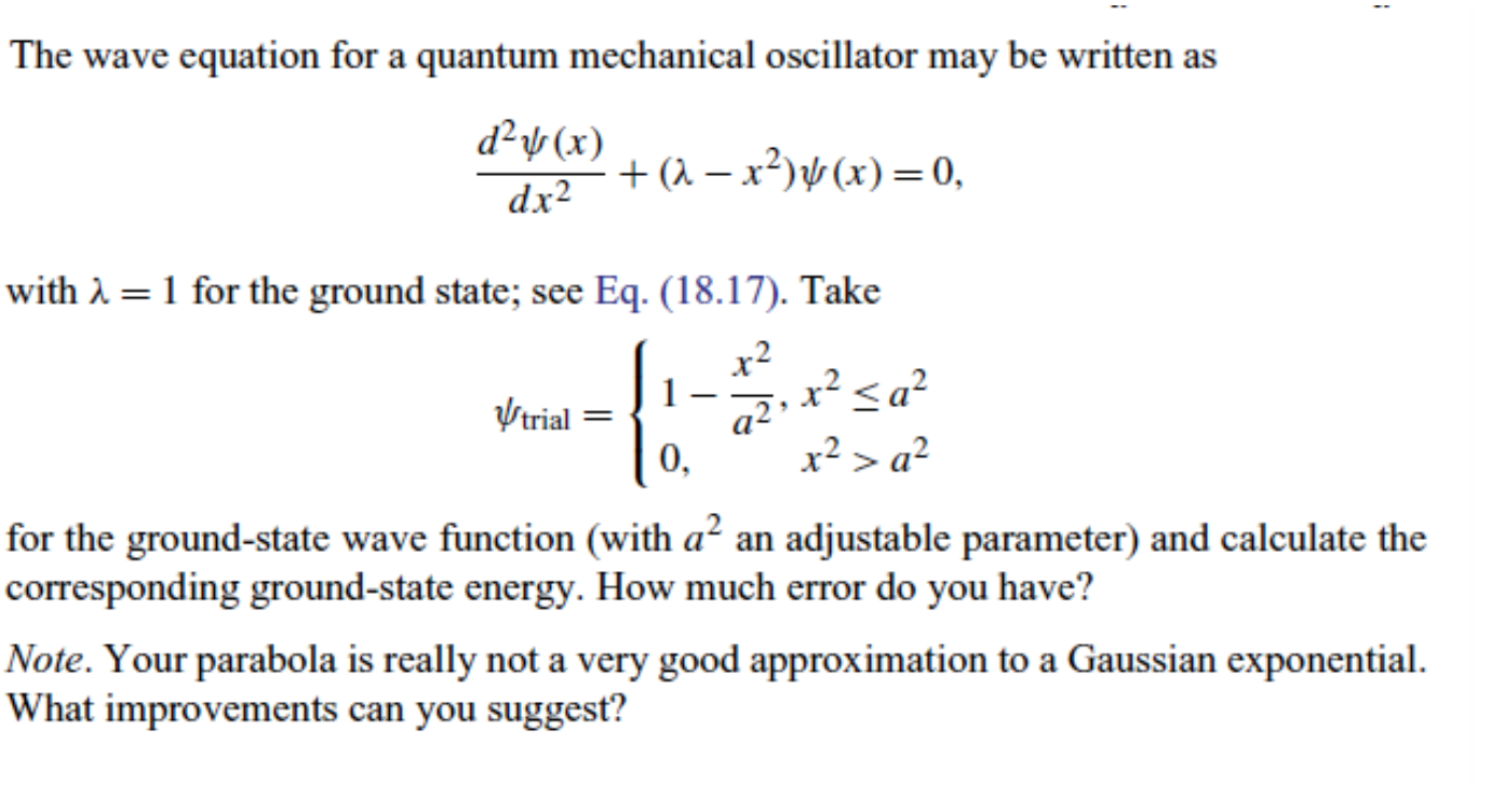 Solved -- The wave equation for a quantum mechanical | Chegg.com