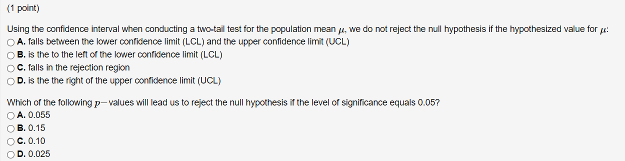 Solved Using the confidence interval when conducting a | Chegg.com