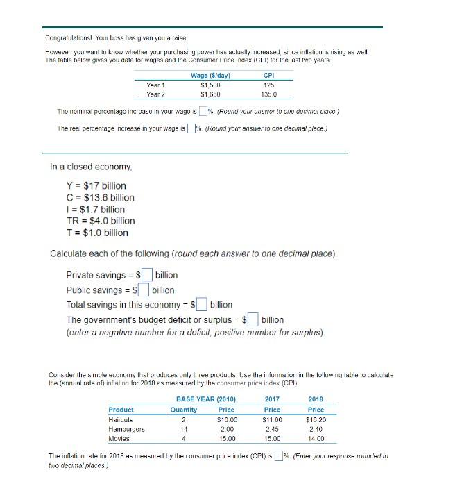 Solved Congratulations! Your boss has given you a raise. | Chegg.com
