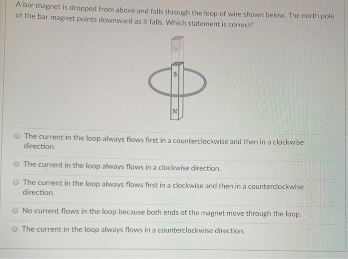Solved A bar magnet is dropped from above and falls through | Chegg.com
