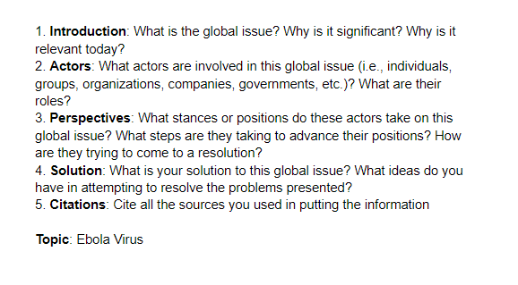 Solved 1. Introduction: What is the global issue? Why is it | Chegg.com