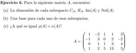 Solved For the following matrix A, ﻿find:(a) ﻿The dimension | Chegg.com