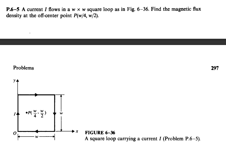 Solved P.6-5 A current I flows in a w x w square loop as in | Chegg.com
