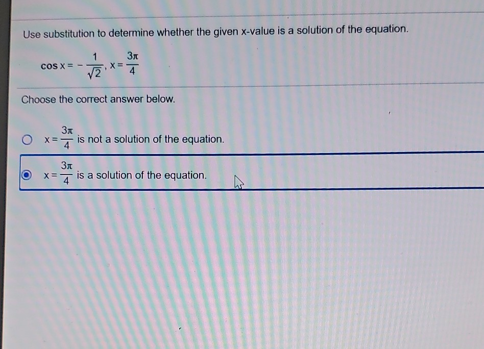 Solved Use substitution to determine whether the given | Chegg.com