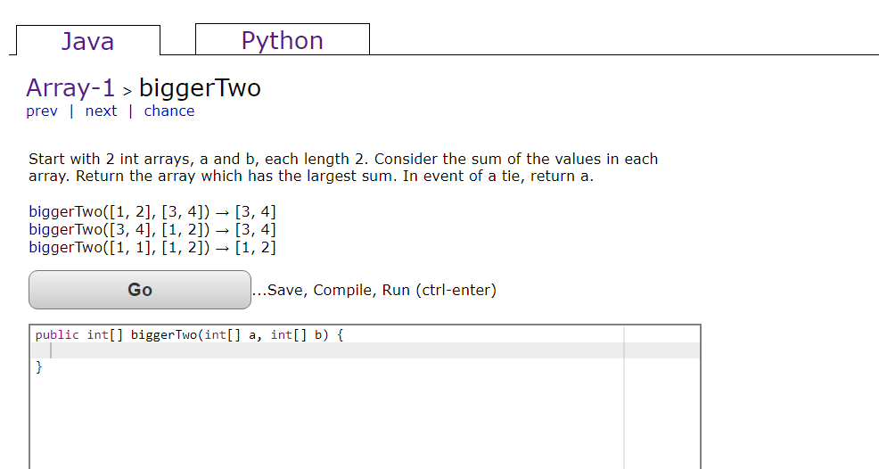Solved Java Python Array-1 > reverse3 prev | next | chance | Chegg.com