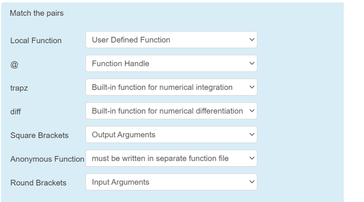 Solved Match the pairs Local Function User Defined Function | Chegg.com