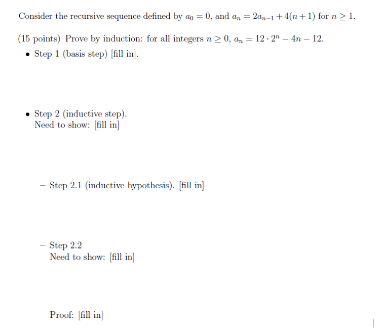 Solved Consider the recursive sequence defined by ao = 0, | Chegg.com