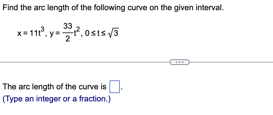 Solved Find the arc length of the following curve on the | Chegg.com