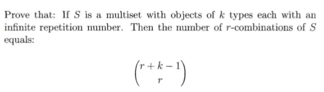 Solved Prove that: If S is a multiset with objects of k | Chegg.com