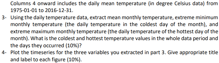 Solved IN MATLAB CODE : Data Matrix containing daily mean | Chegg.com