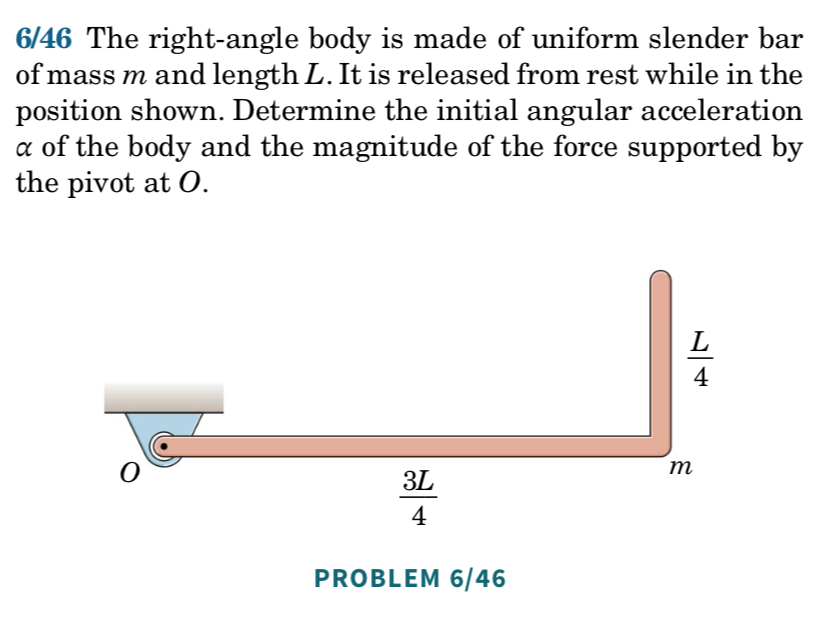 Solved 6/46 The right-angle body is made of uniform slender | Chegg.com