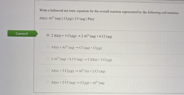 Solved Write a balanced net ionic equation for the overall | Chegg.com