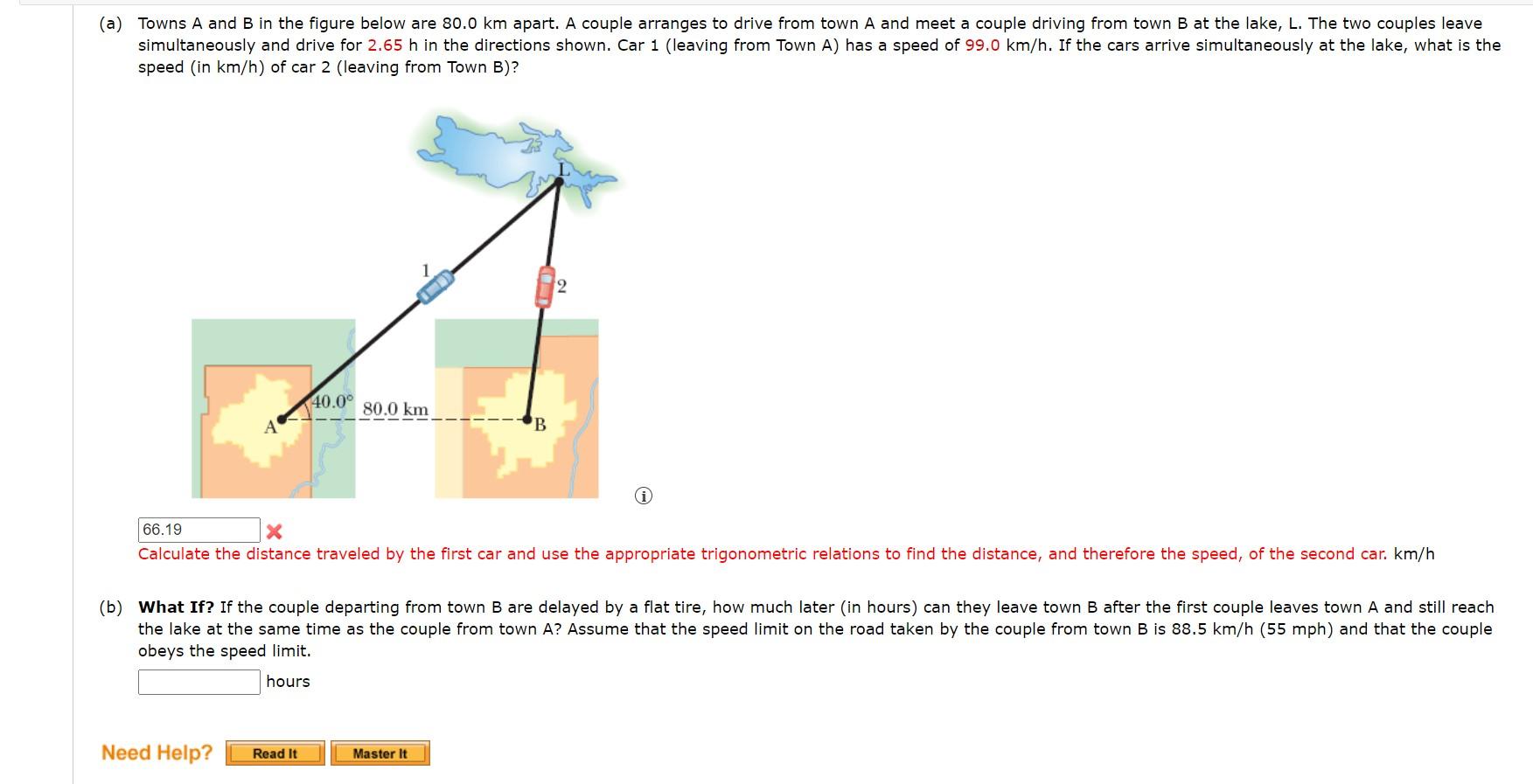 Solved (a) Towns A and B in the figure below are 80.0 km | Chegg.com