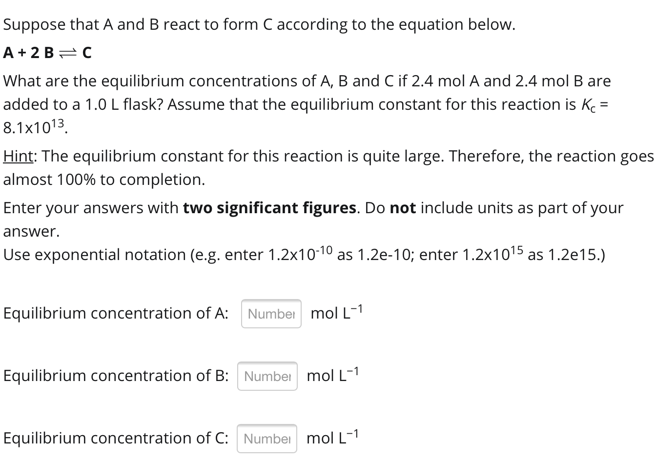 Solved Suppose that A and B react to form C according to the | Chegg.com