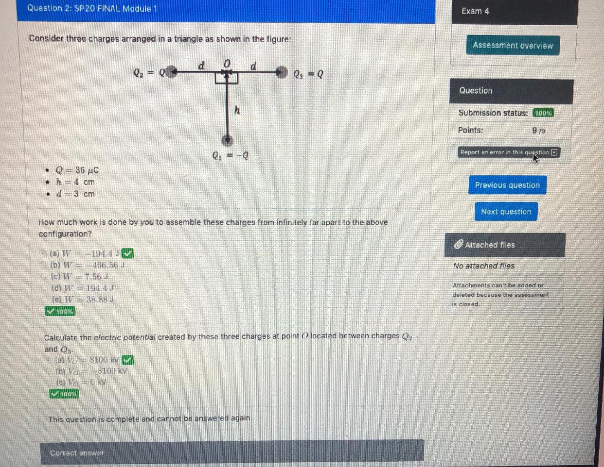 Solved Consider three charges arranged in a triangle as | Chegg.com