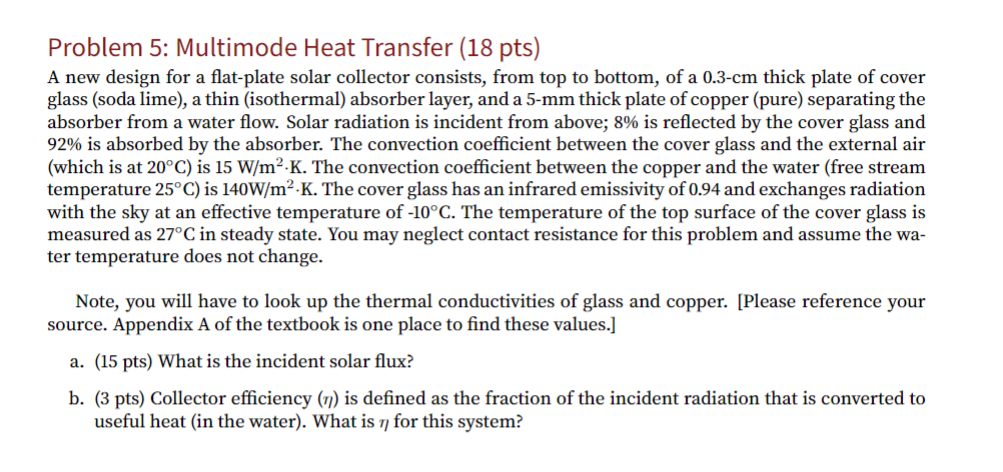 Solved Problem 5: Multimode Heat Transfer (18 pts) A new | Chegg.com