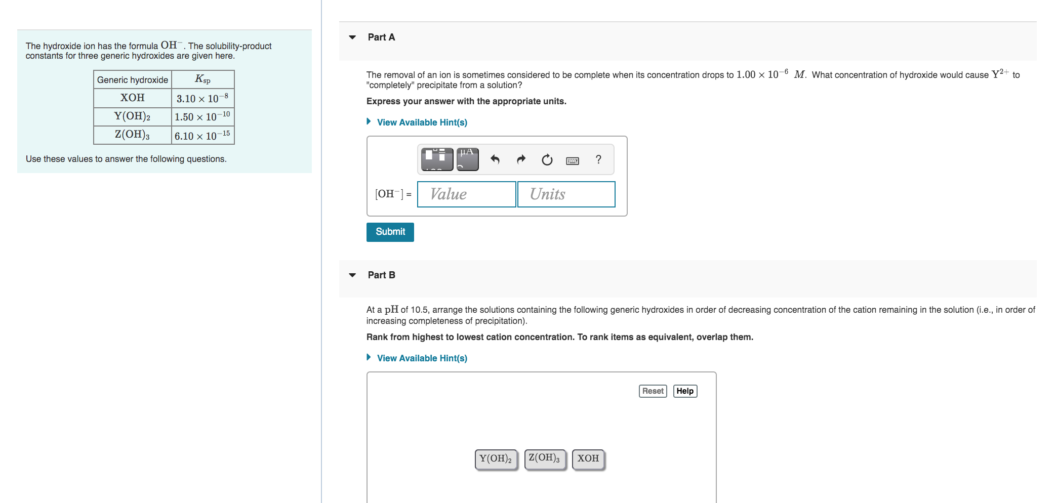 [Solved]: Part A The hydroxide ion has the formula OH-. Th