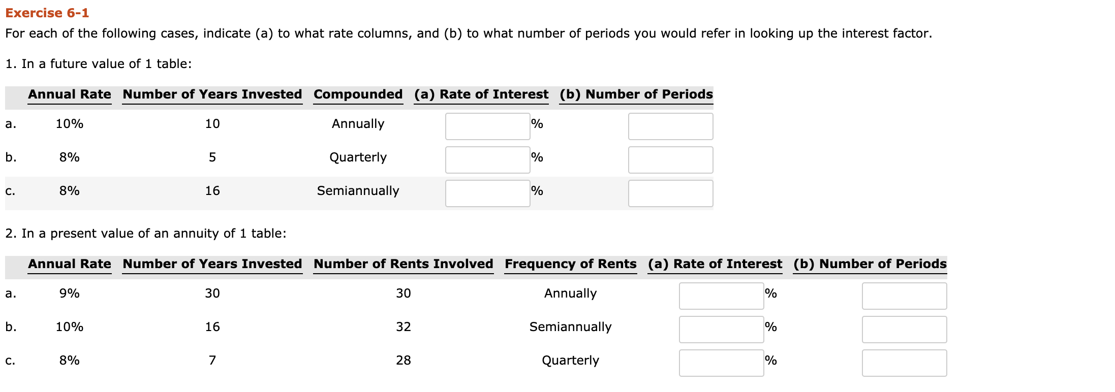 Solved Exercise 6-1 For each of the following cases, | Chegg.com