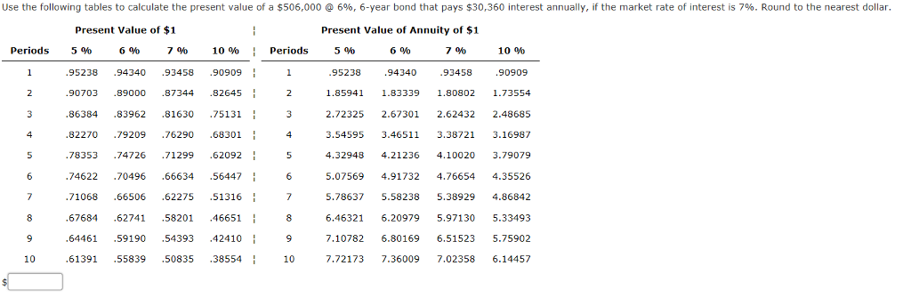 Solved Use the following tables to calculate the present | Chegg.com