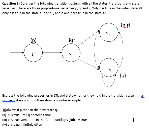 Question 3) Consider the following transition system, | Chegg.com