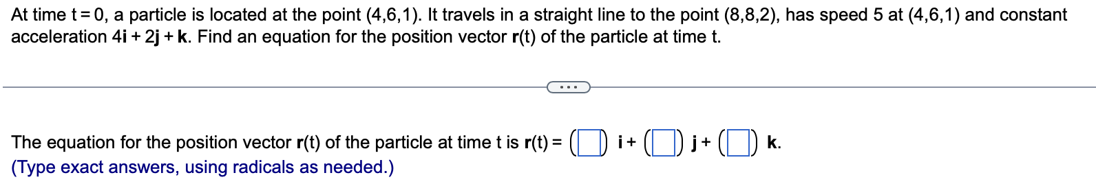 Solved At time t=0, a particle is located at the point | Chegg.com