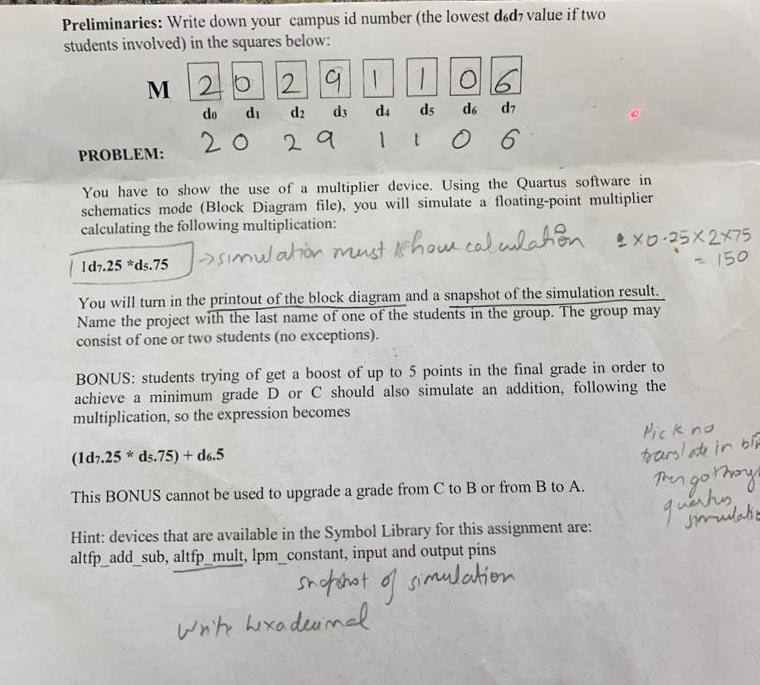 Preliminaries: Write down your campus id number (the | Chegg.com