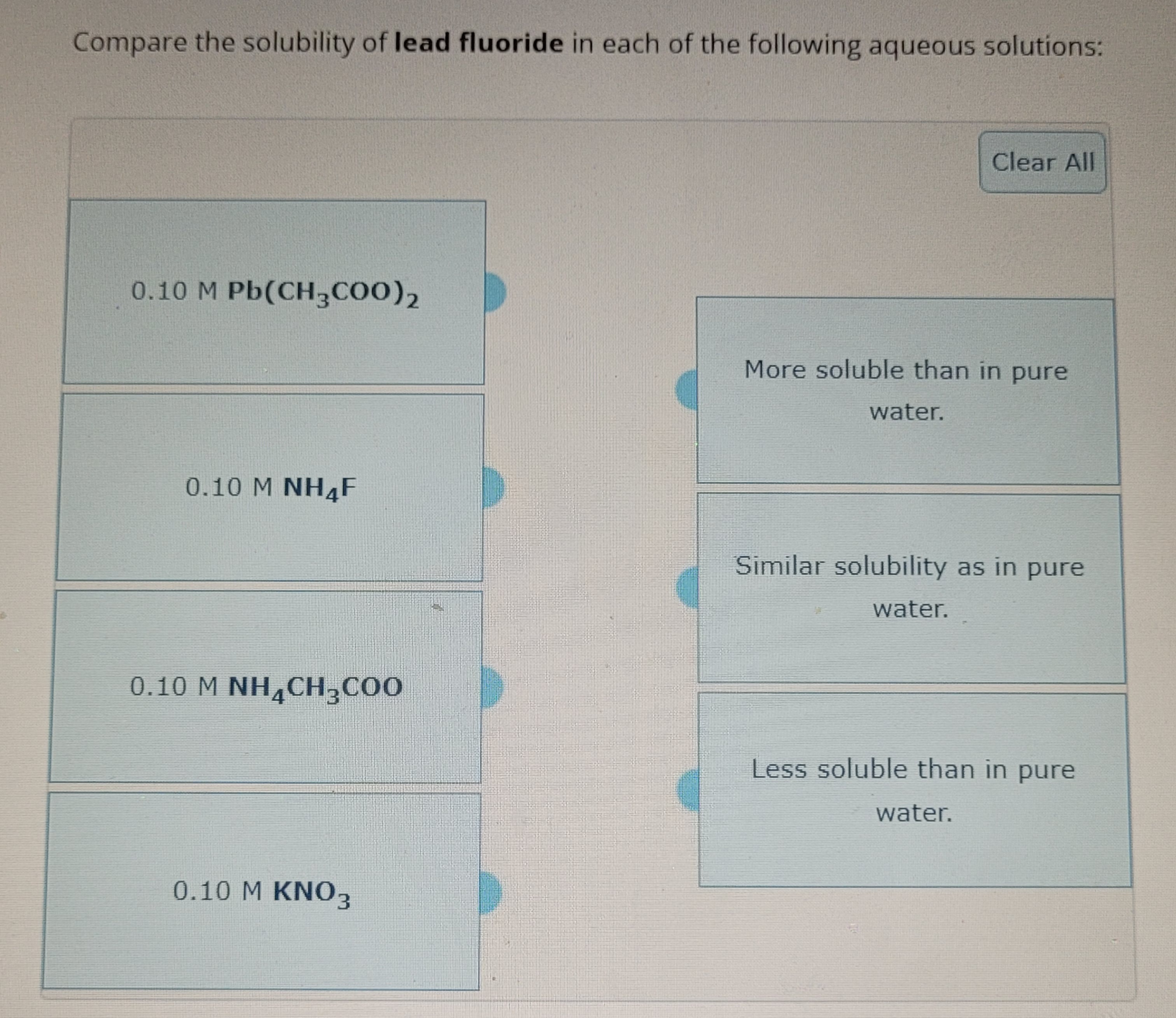 Solved Compare the solubility of lead fluoride in each of | Chegg.com