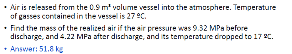 Solved - Air is released from the 0.9 m3 volume vessel into | Chegg.com