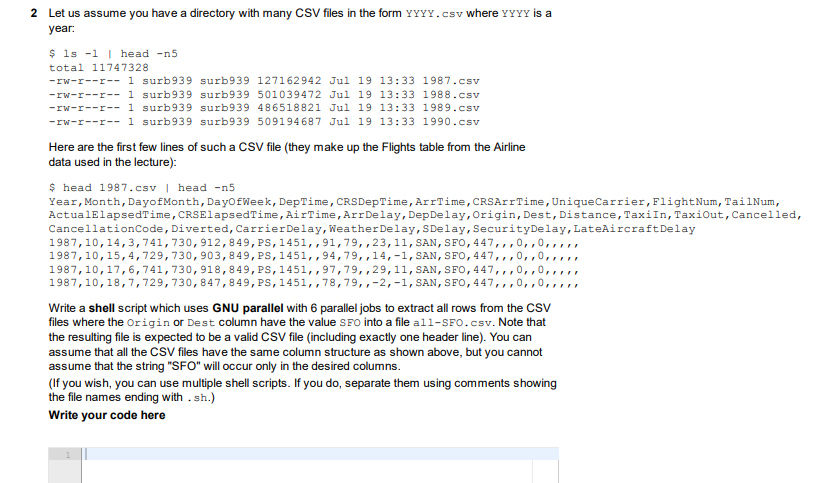 Solved 2 Let us assume you have a directory with many CSV | Chegg.com