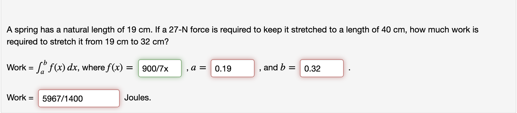 Solved A spring has a natural length of 19 cm. If a 27−N | Chegg.com
