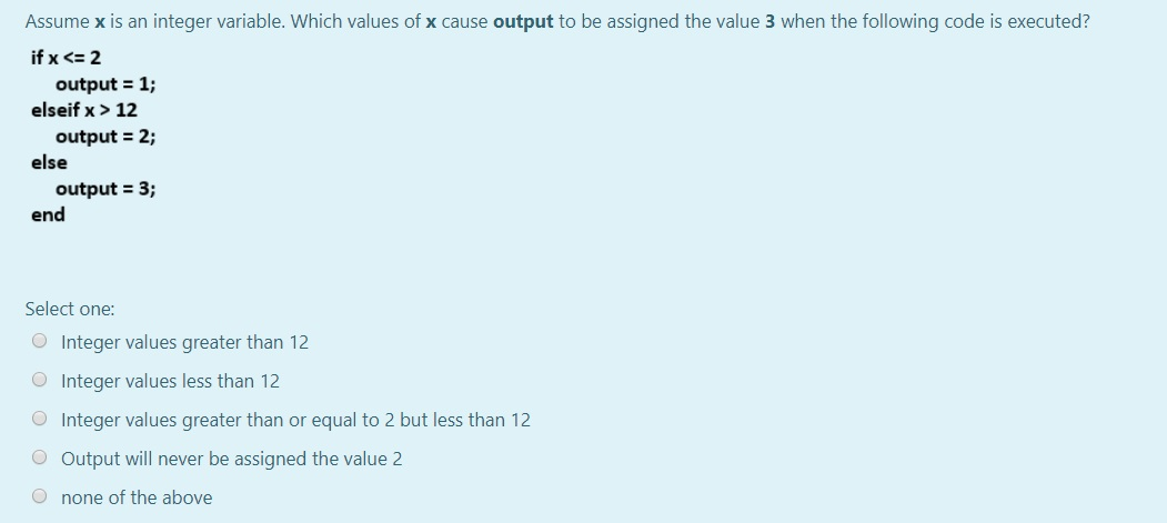 Solved Assume x is an integer variable. Which values of x | Chegg.com