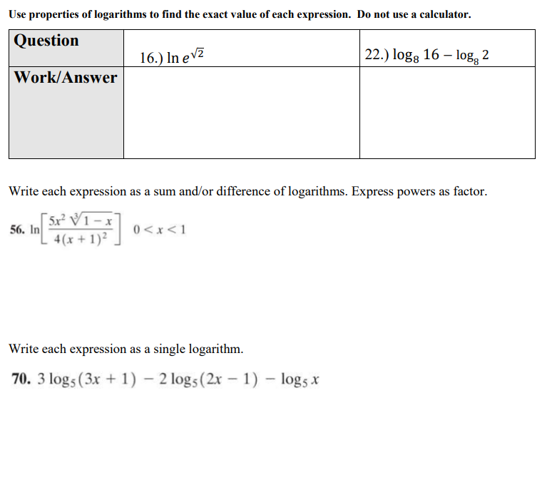 Solved Use properties of logarithms to find the exact value | Chegg.com