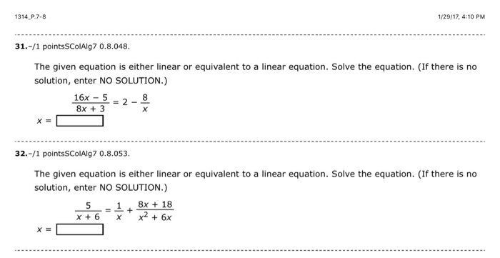 Solved The given equation is either linear or equivalent to | Chegg.com