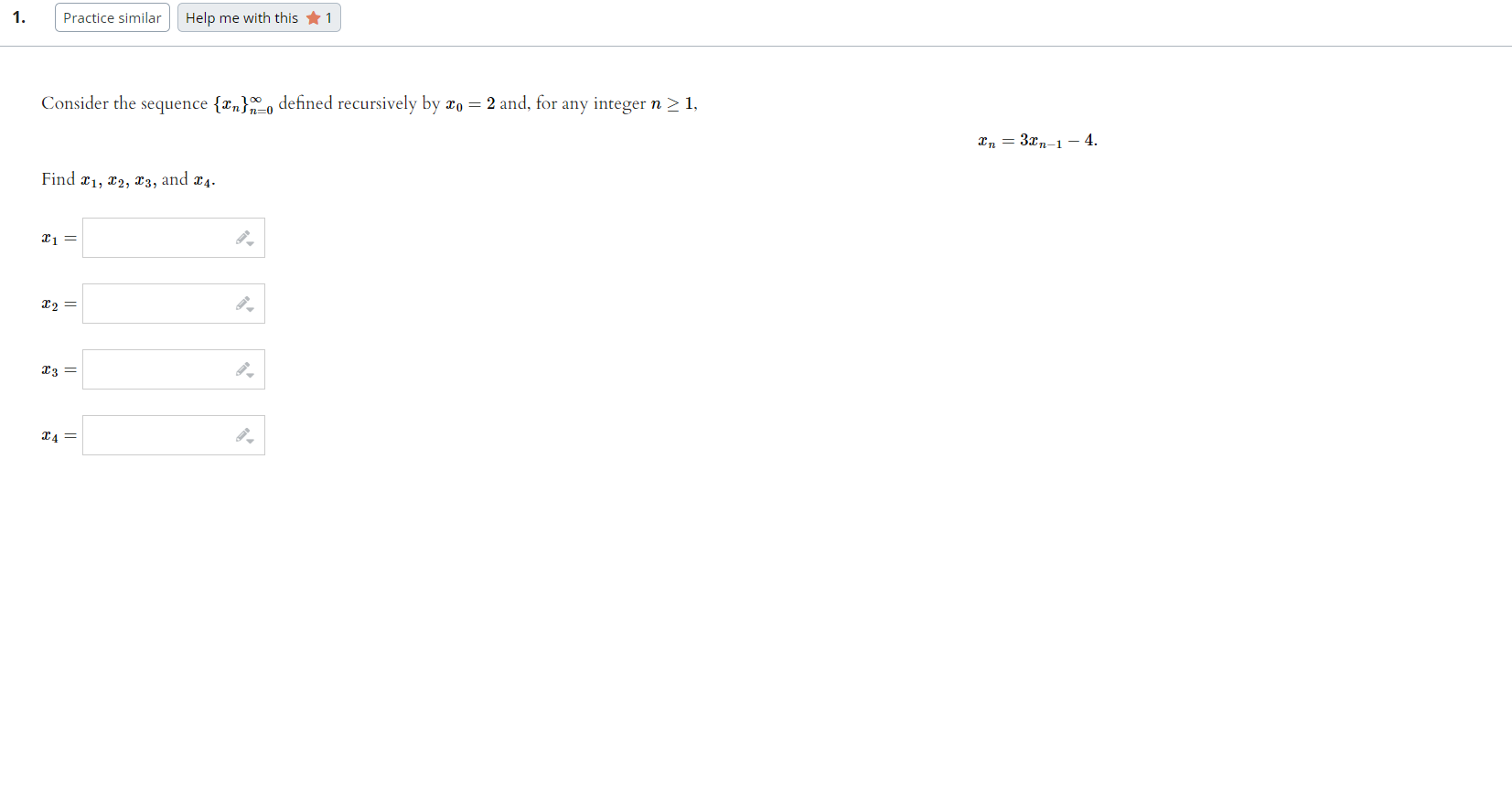 Solved 1. Practice similar Help me with this 1 Consider the | Chegg.com