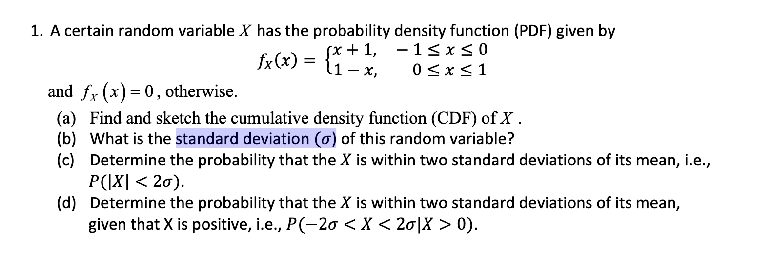 Solved 1. A certain random variable X has the probability | Chegg.com