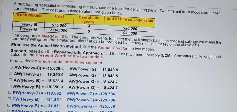 Solved A purchasing specialist is considering the purchase | Chegg.com