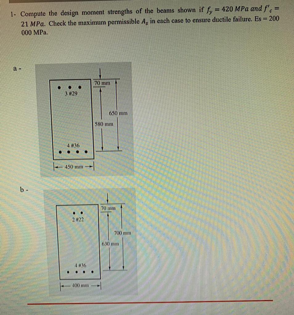 Solved 1- Compute the design moment strengths of the beams | Chegg.com