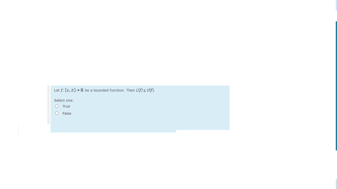 Solved Let f:[a,b]→R ﻿be a bounded function. Then | Chegg.com