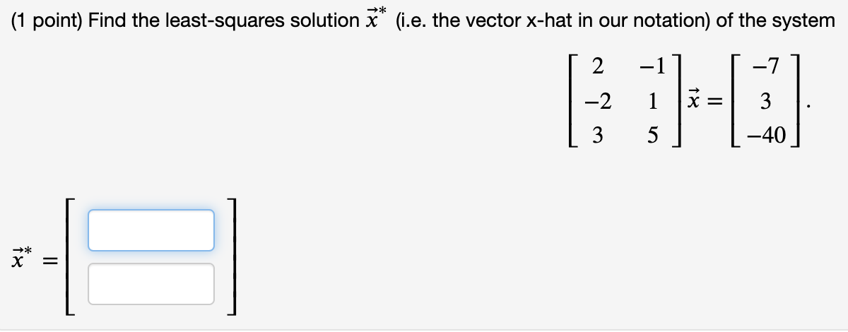 Solved (1 point) Find the least-squares solution ** (i.e. | Chegg.com