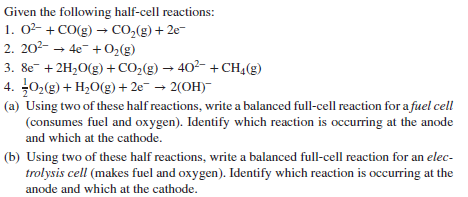 Solved Given the following half-cell reactions: 1. | Chegg.com
