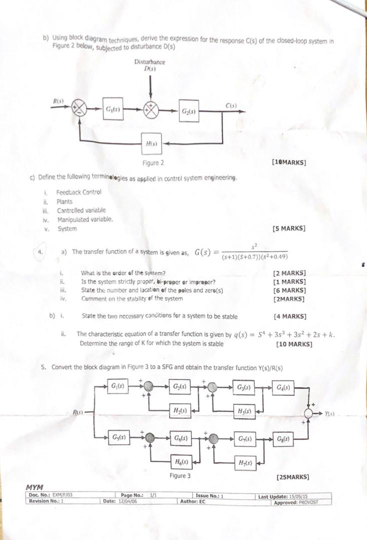 Solved b) Using block diagram techniques, derive the | Chegg.com